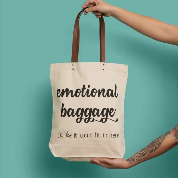 Bags | Emotional Baggage Canvas Tote Bag | Poshmark